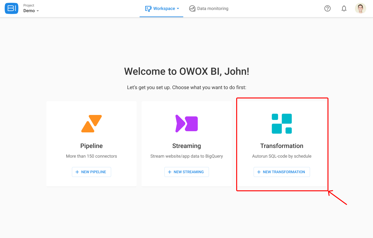 Create and run transformations: step-by-step instructions – OWOX Help Center
