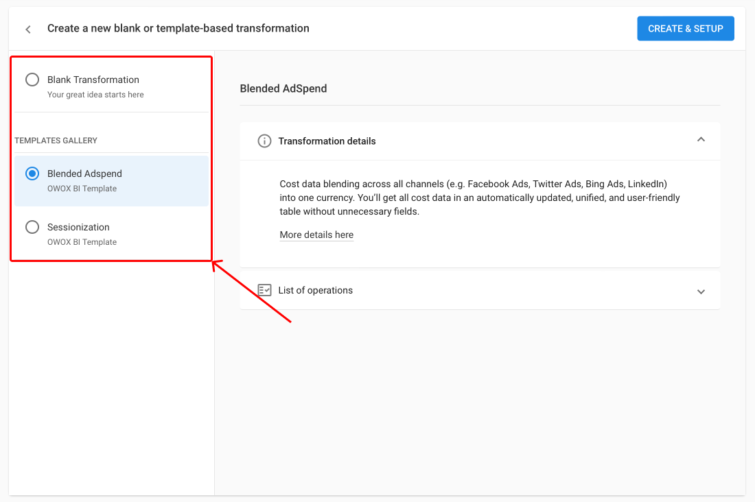 How to create Transformation from a "Blended AdSpend" template – OWOX ...