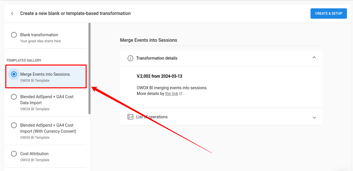 How to create Transformation from a 'Merge Events into Sessions ...