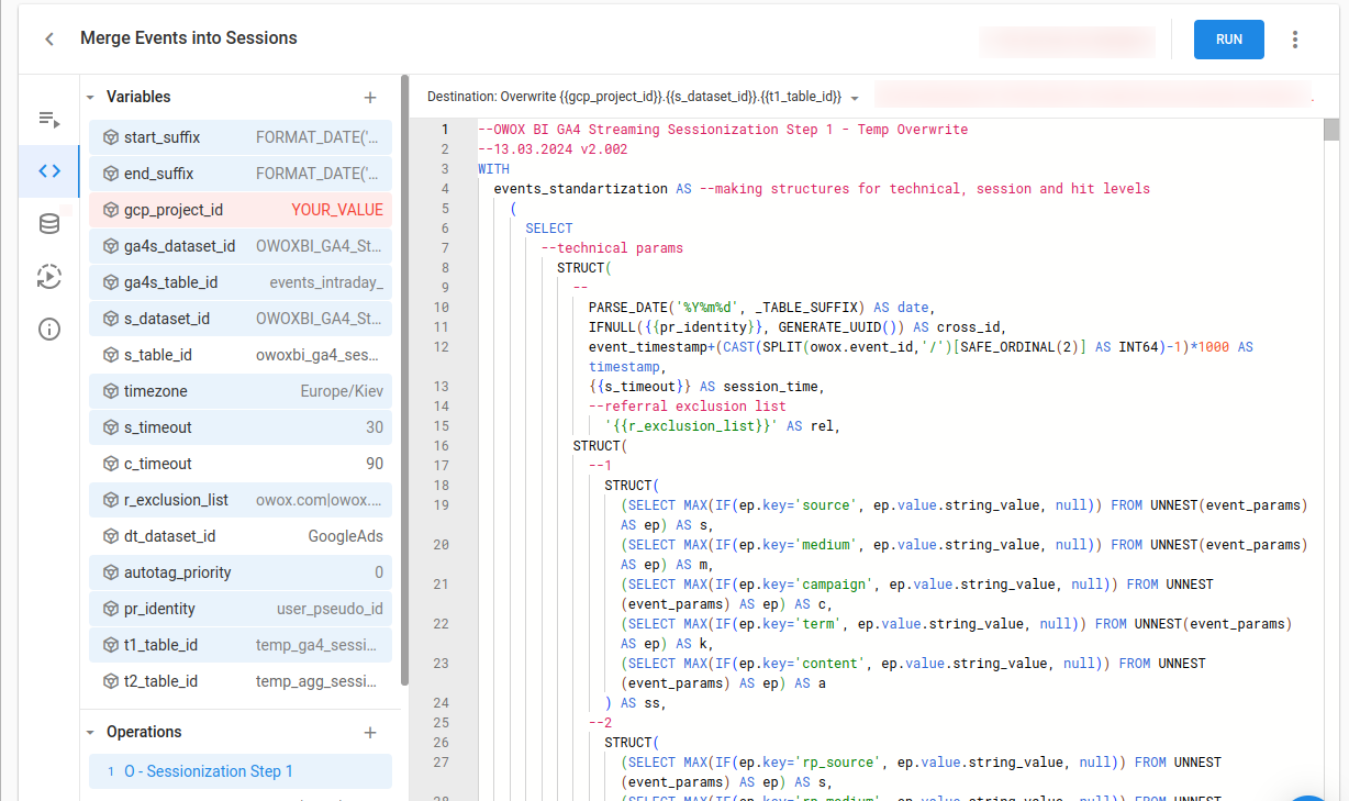 How to create Transformation from a 'Merge Events into Sessions ...