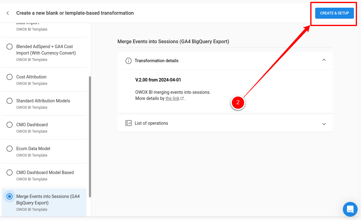How to create Transformation from a 'Merge Events into Sessions (GA4 ...