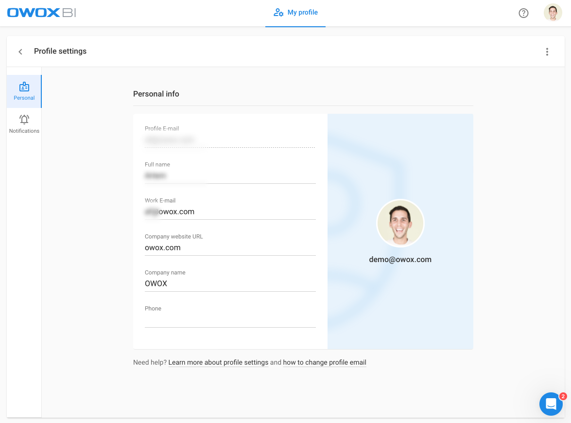 Personal Info: View, Edit, and Download – OWOX Help Center